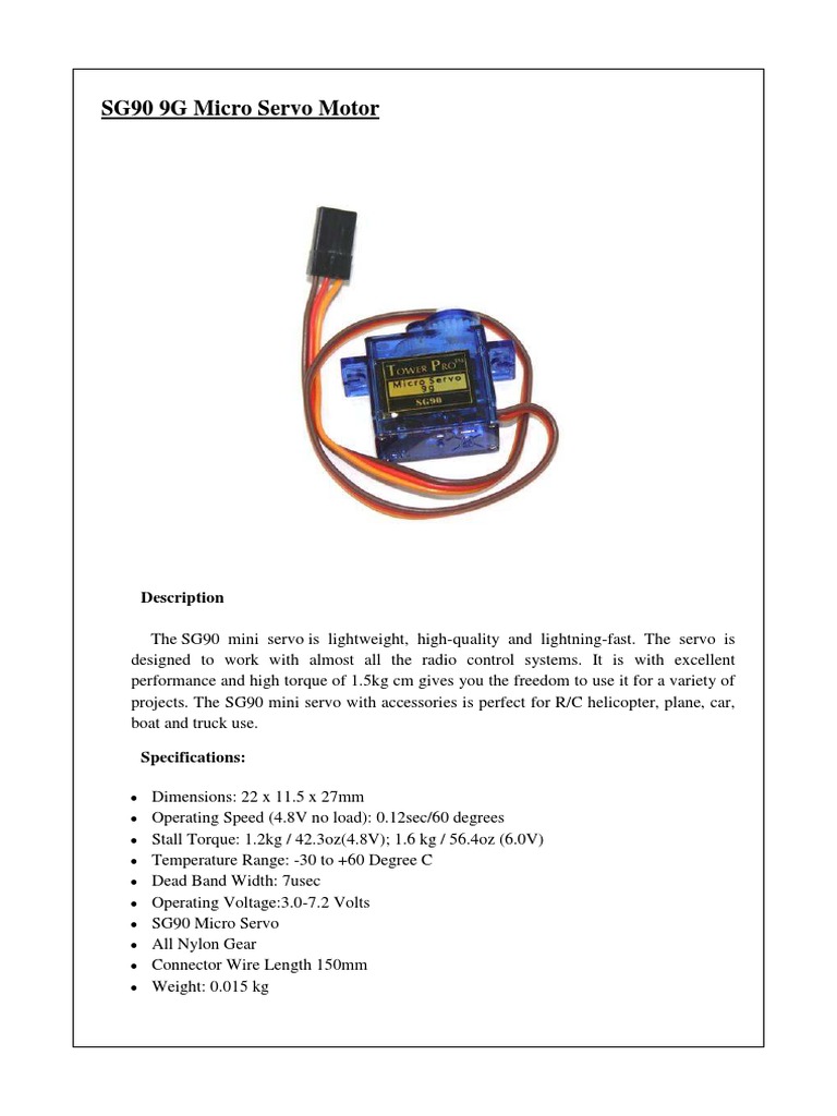Sg90 9g Micro Servo Motor | PDF