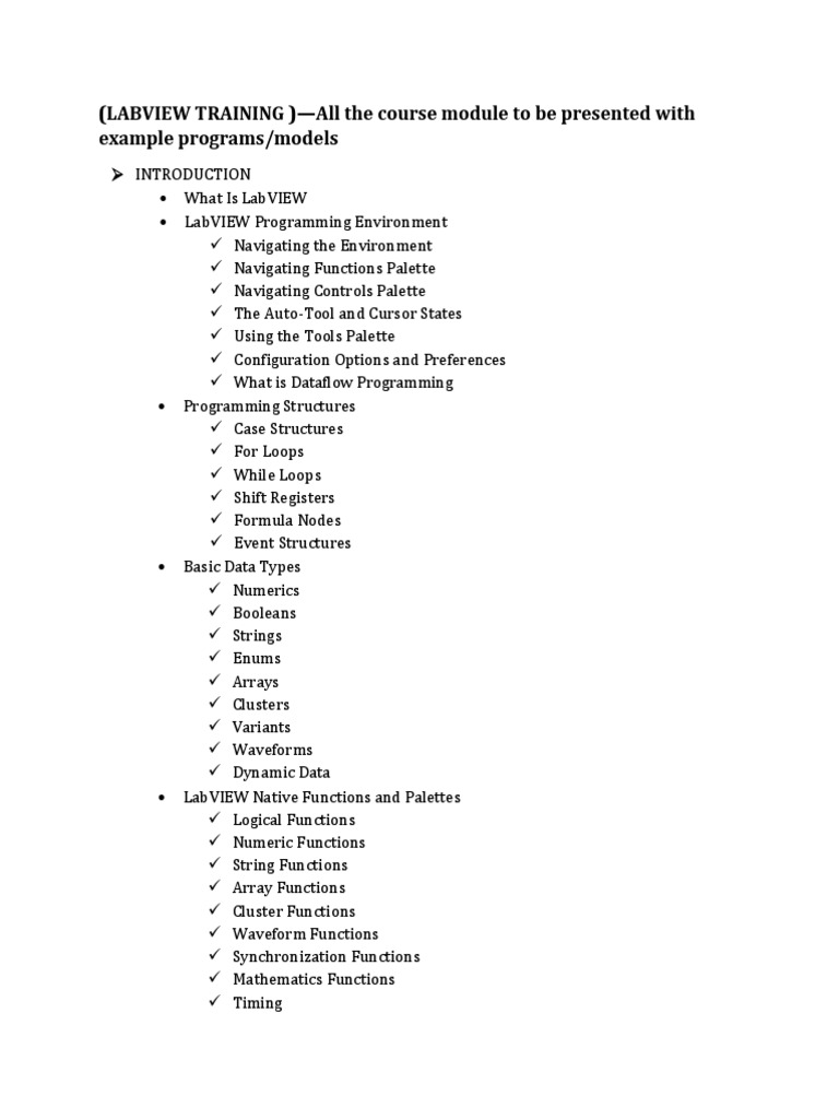 (LABVIEW TRAINING) - All The Course Module To Be Presented With Example ...