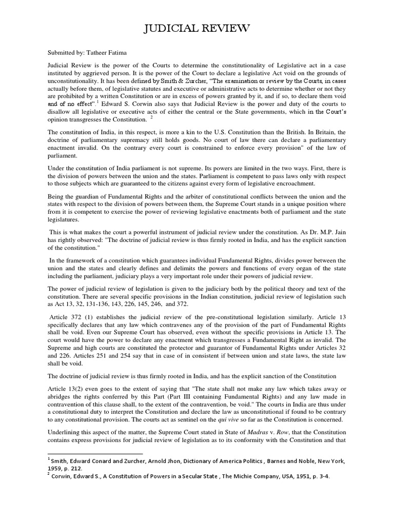 Judicial Review | PDF | United States Constitution | Supreme Court Of India