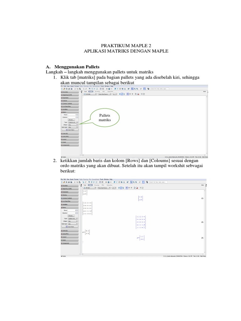 Panduan Matriks Maple: Pallets & Operasi | PDF | Metode & Bahan Ajar ...