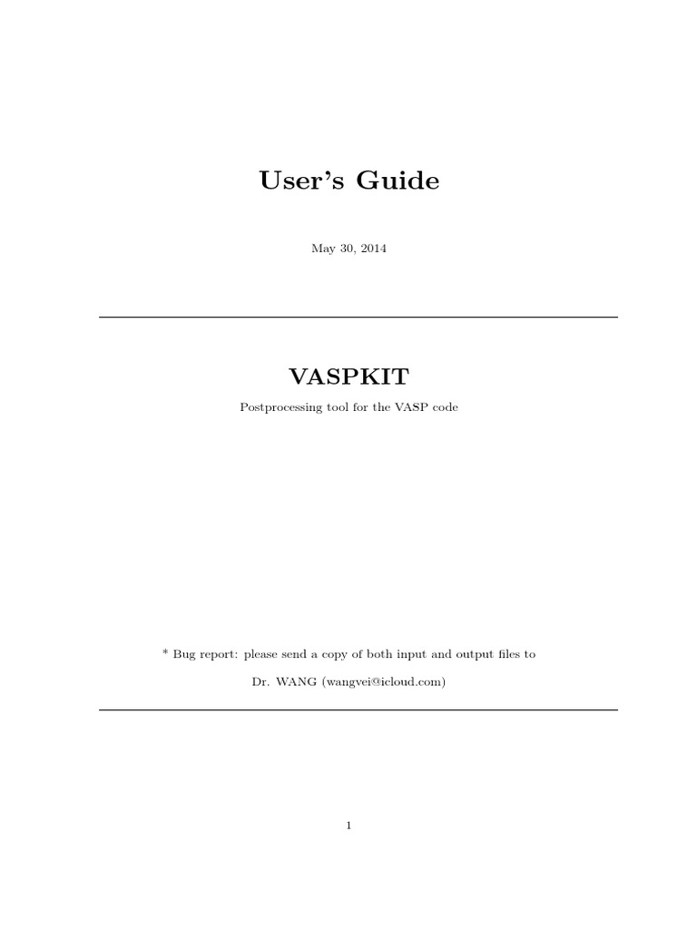 VaspKit User's Guide | PDF | Refractive Index | Computing