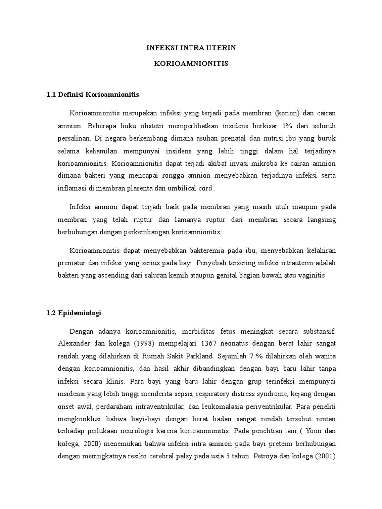 Korioamnionitis Makalah | PDF