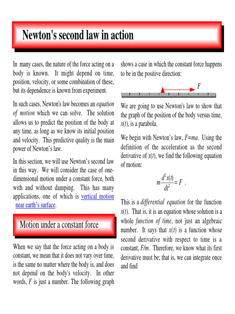 Newton's Second Law | PDF | Newton's Laws Of Motion | Force