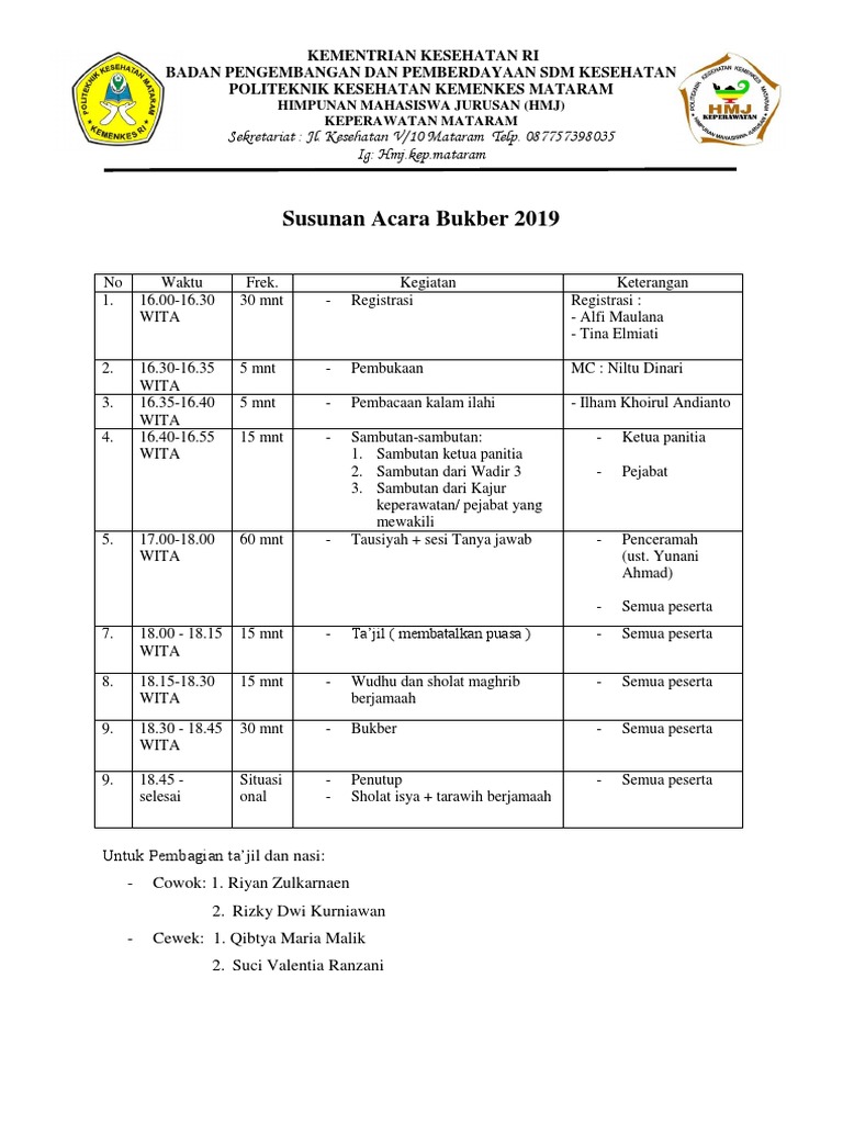 Susunan Acara Bukber 2019 | PDF