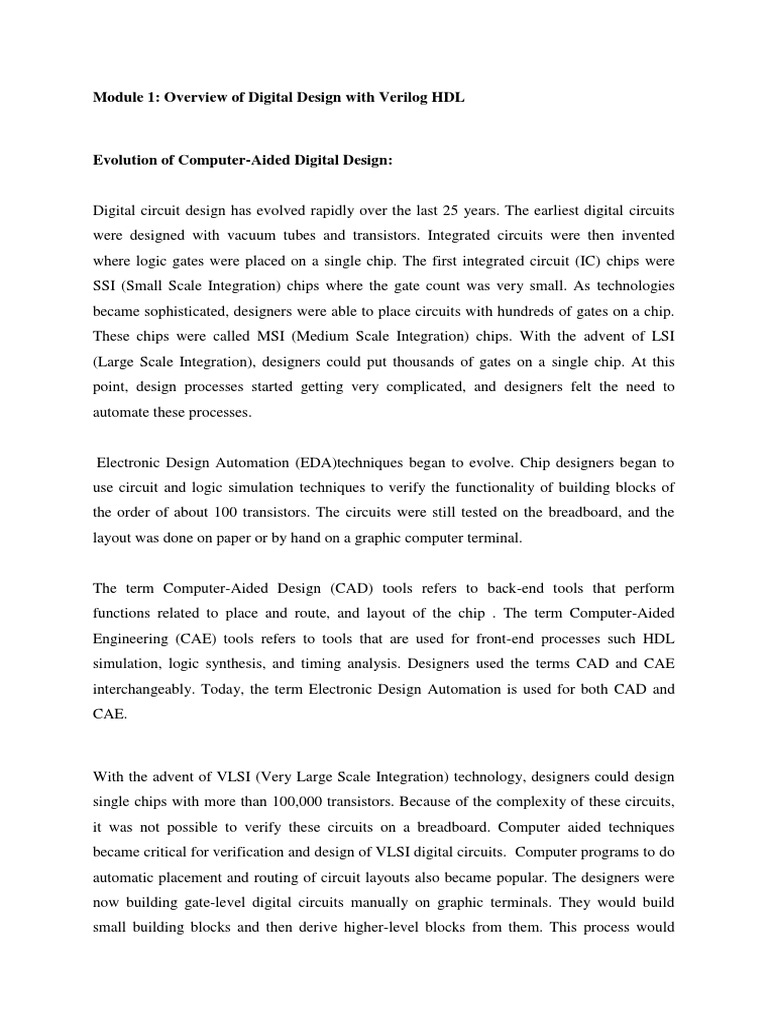 Module 1: Overview of Digital Design With Verilog HDL | Download Free ...