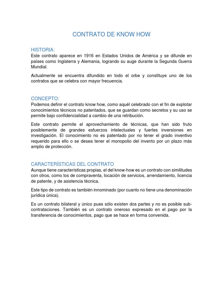 Contrato de Know How | PDF | Patentar | Business