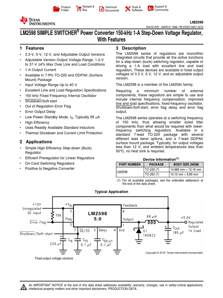 lm2598 PDF | PDF | Electrostatic Discharge | Capacitor