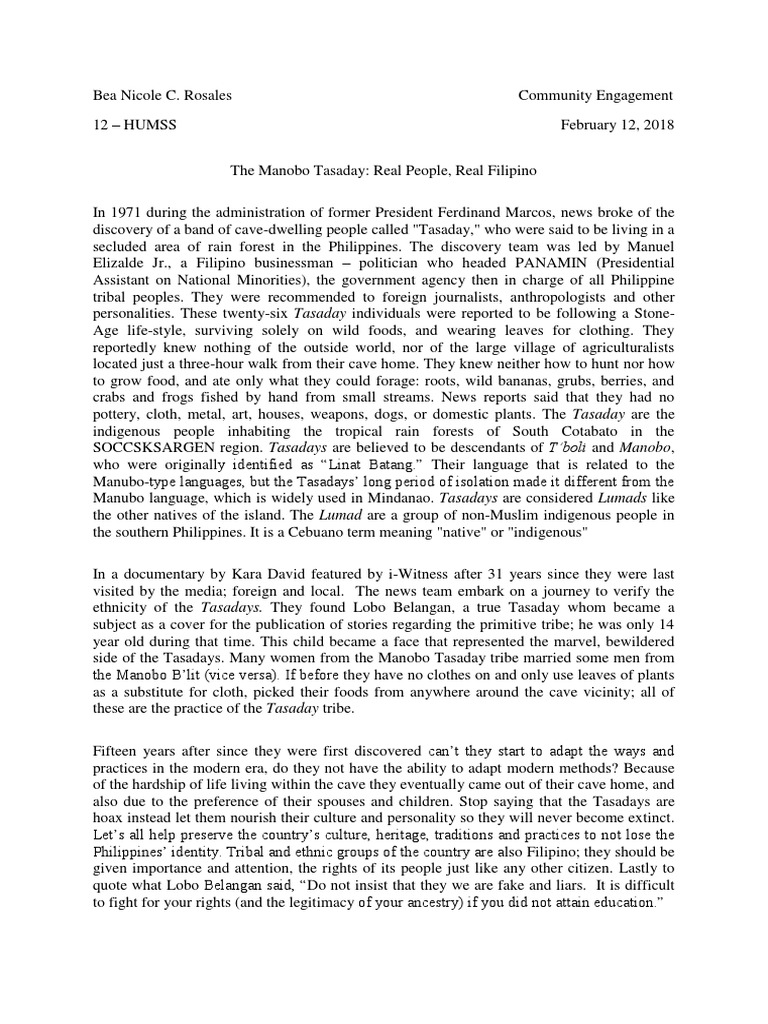 The Manobo Tasaday: Culture and Identity | PDF | Ethnicity | Ethnic Groups