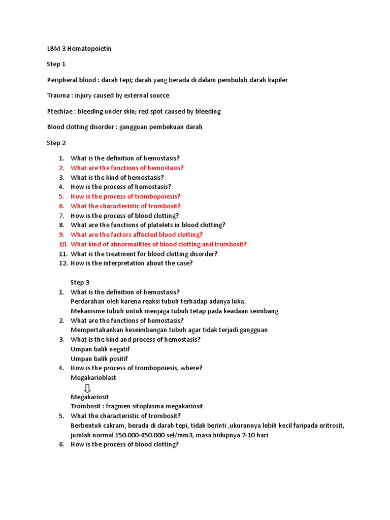 LBM 3 Hematopoietin Master - Andri | PDF | Coagulation | Hemostasis
