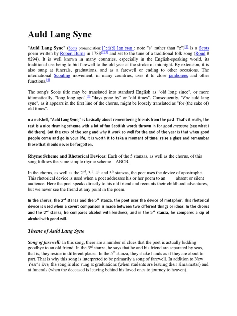 Remembering Old Friends: An Analysis of Robert Burns' Iconic New Year's ...