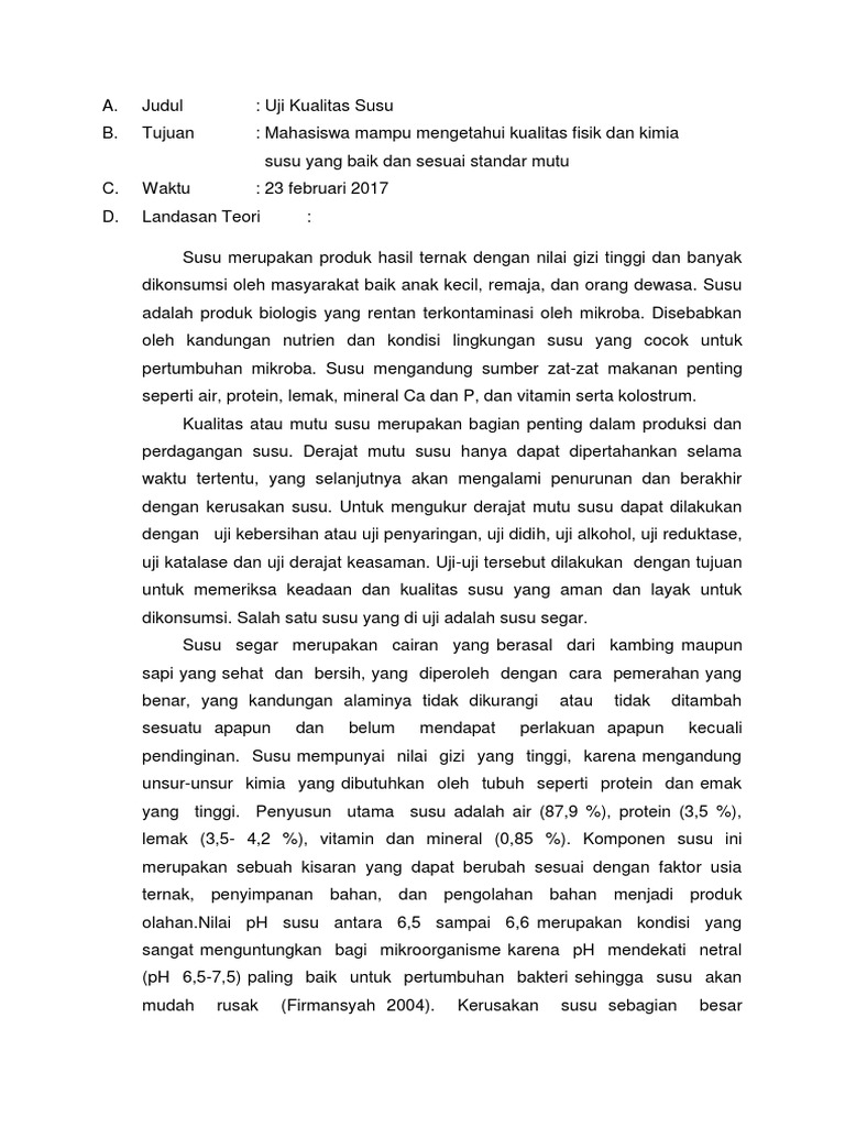 Uji Kualitas Susu | PDF