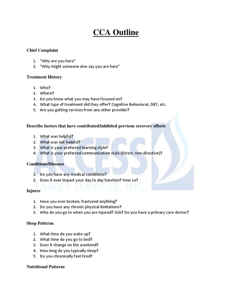 Cca Outline With Summary Example | PDF | Psychological Trauma ...