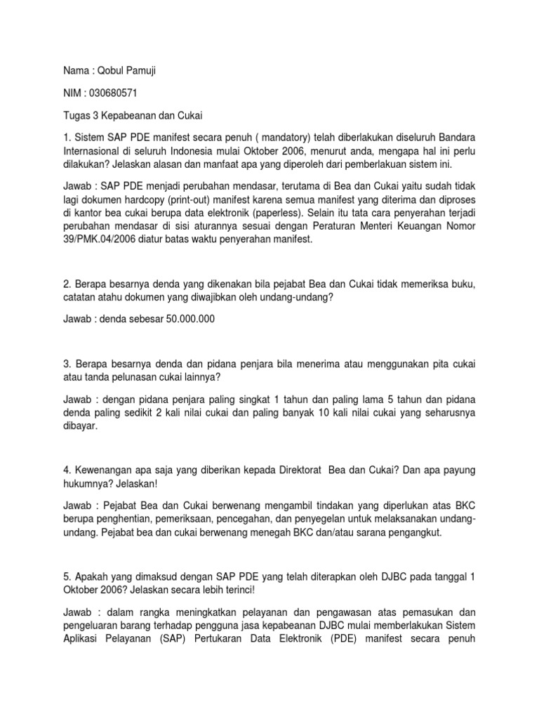 Tugas 3 Kepabeanan Dan Cukai | PDF