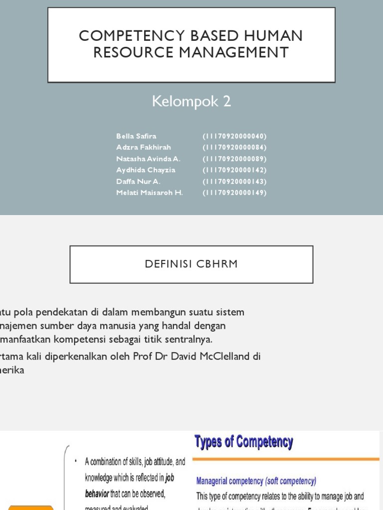 Competency Based Human Resource Management | PDF