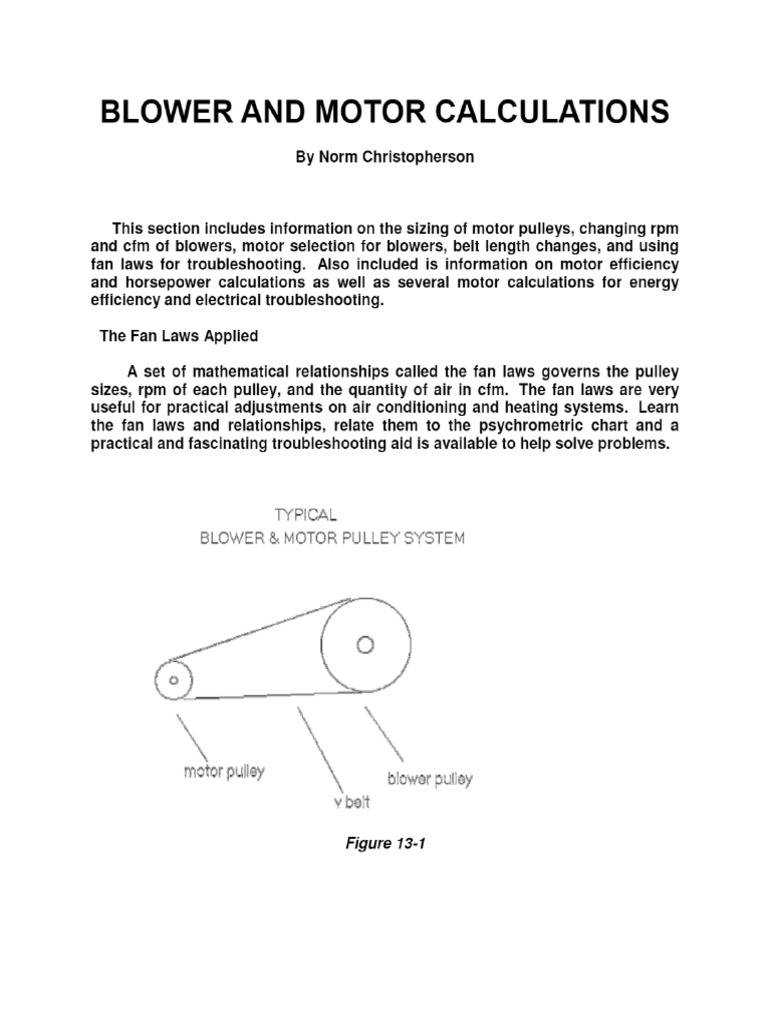 Blower and Motor Calculations PDF | PDF