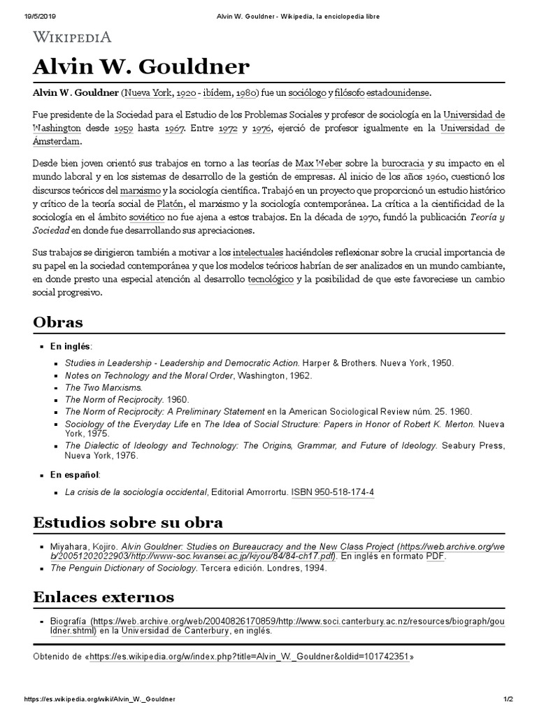 Alvin W. Gouldner | PDF | Sociología | Science