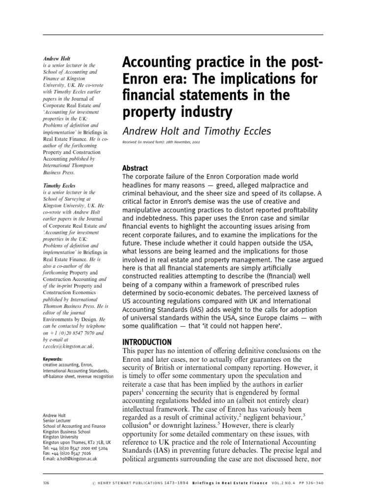 Enron Poste Ra Pdf Mark To Market Accounting Accounting