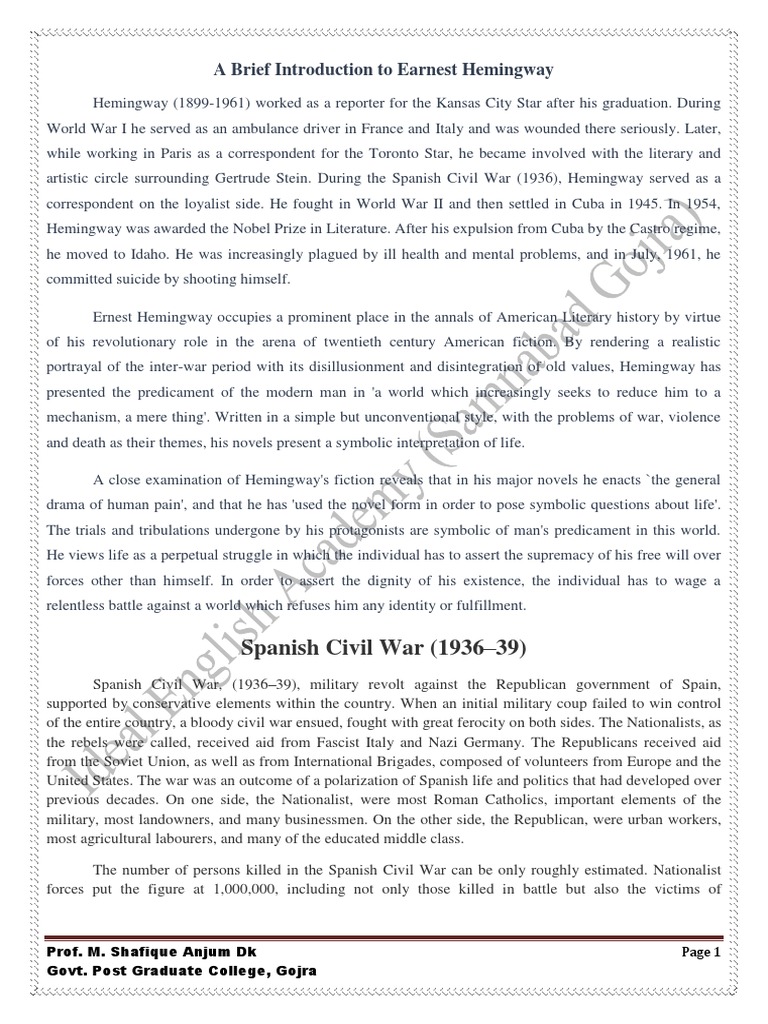 Code Hero | PDF | Ernest Hemingway | Spanish Civil War