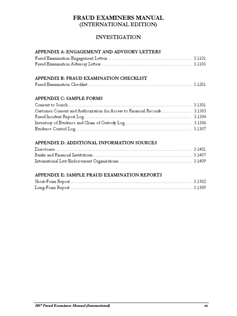 Fraud Examiners Manual: (International Edition) Investigation | PDF ...
