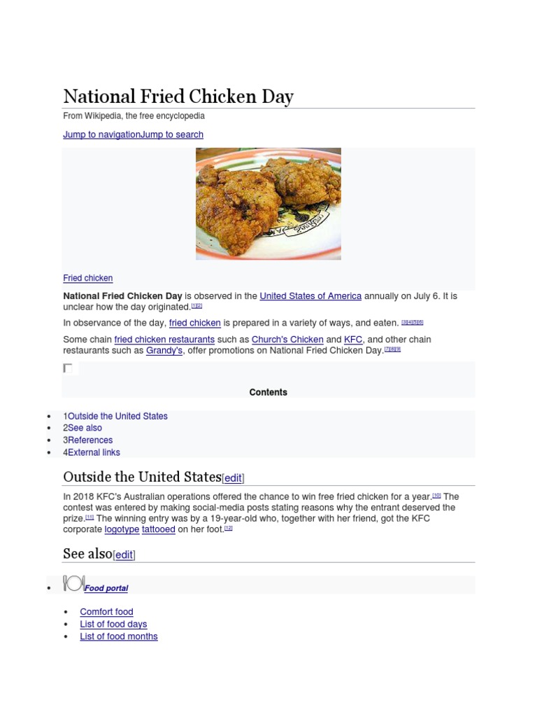 National Fried Chicken Day | PDF | Wikipedia | Websites