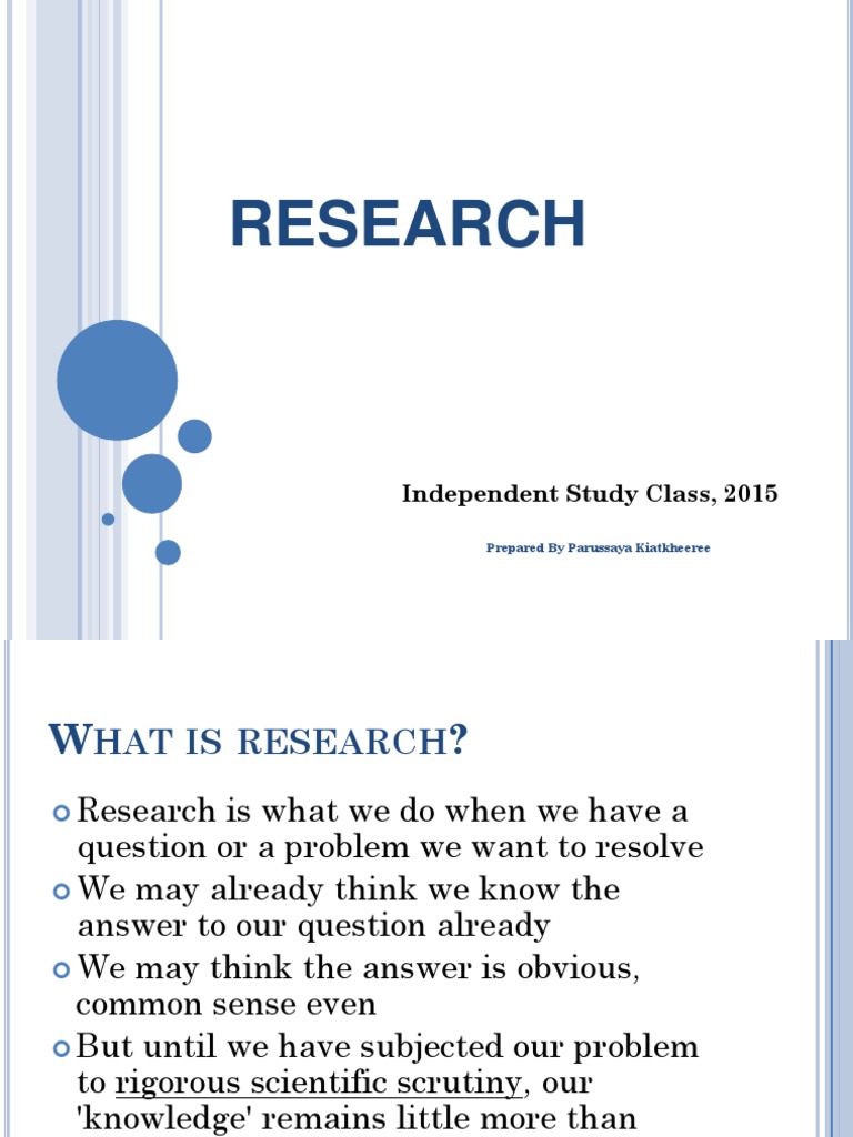 Research: Independent Study Class, 2015 | PDF | Scientific Method ...