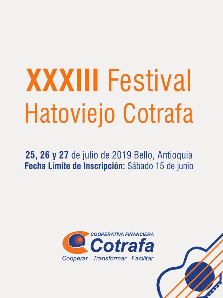 Bases Festival Hato Viejo Cotrafa 2019 - 3 | PDF | Colombia | Cooperativa