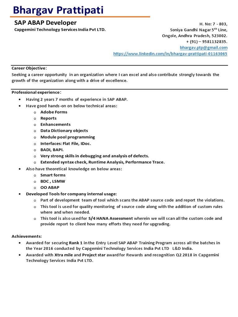 Bhargav Prattipati Resume | PDF | Computing | Computer Programming
