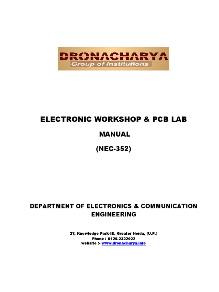 Electronic Workshop & PCB Lab: Manual (NEC-352) | PDF | Printed Circuit ...