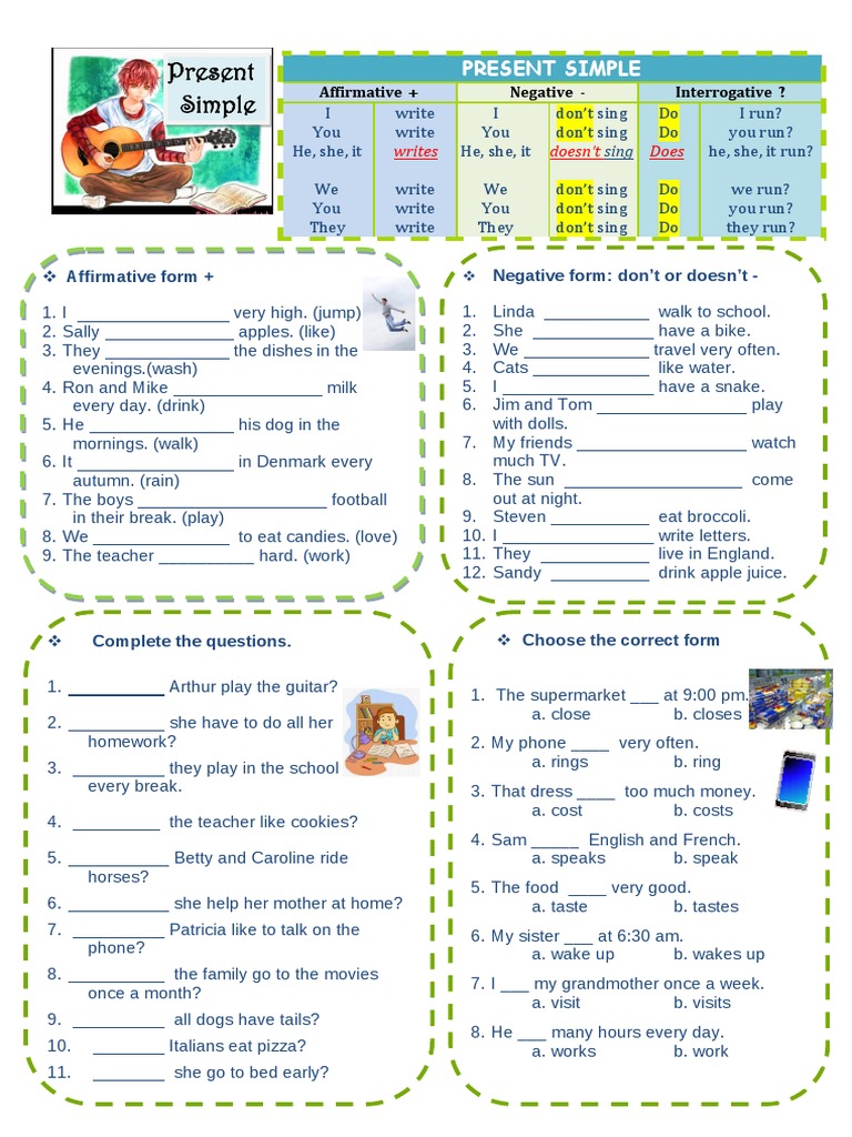 Present Simple Exercices 1 | PDF | Leisure