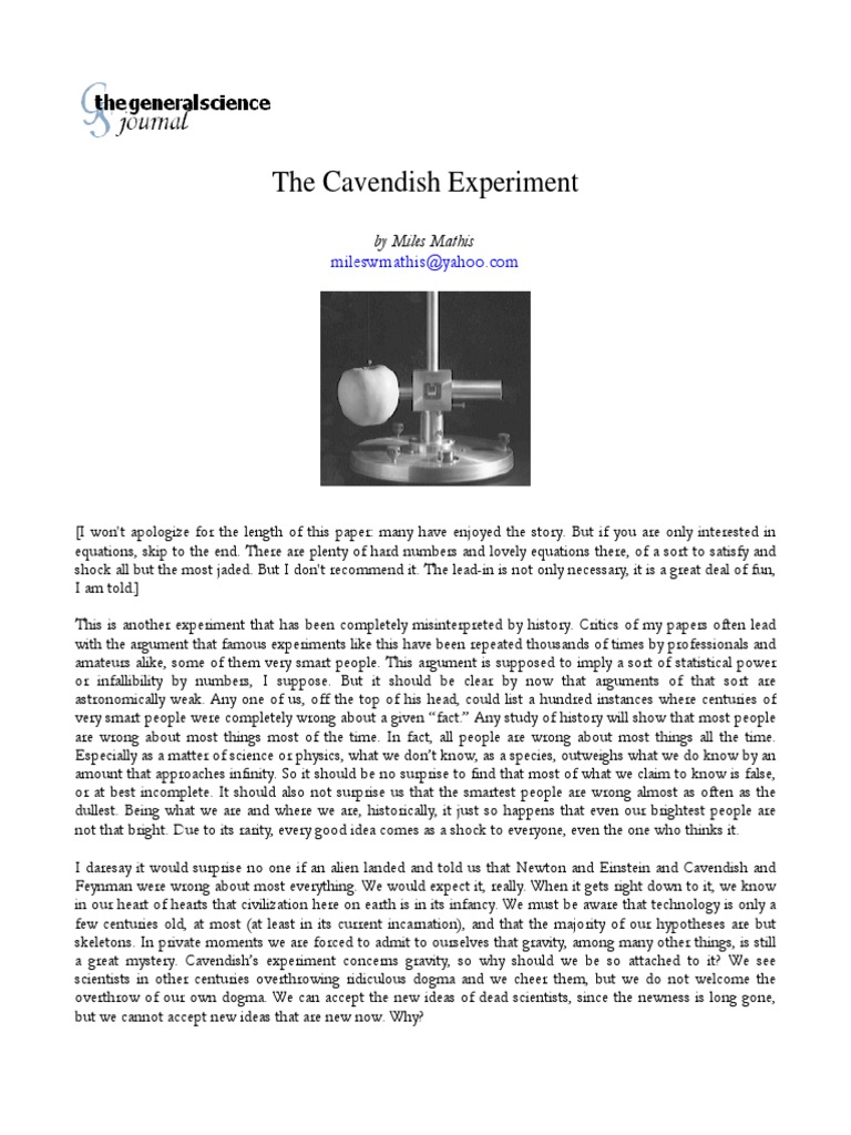 The Cavendish Experiment: by Miles Mathis | PDF | Photon | Force