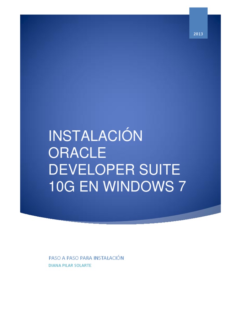 Para Instalar Oracle Developer Suite 10g en Windows 7 | PDF | Windows 7 | Archivo de computadora