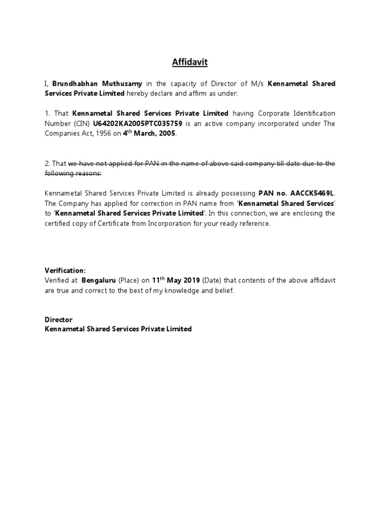 Affidavit: Services Private Limited Hereby Declare and Affirm As Under ...