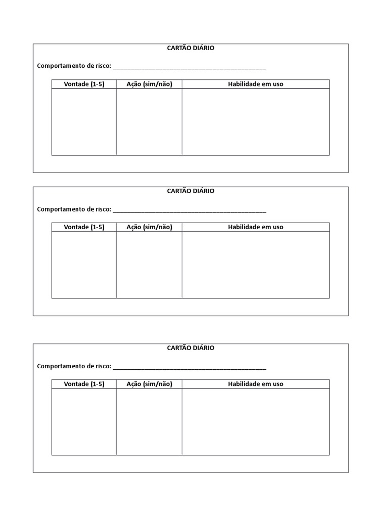 CARTÃO DIÁRIO Simplificado | PDF