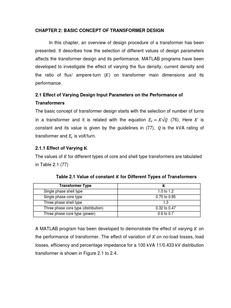 Chapter 2: Basic Concept of Transformer Design | PDF | Transformer ...