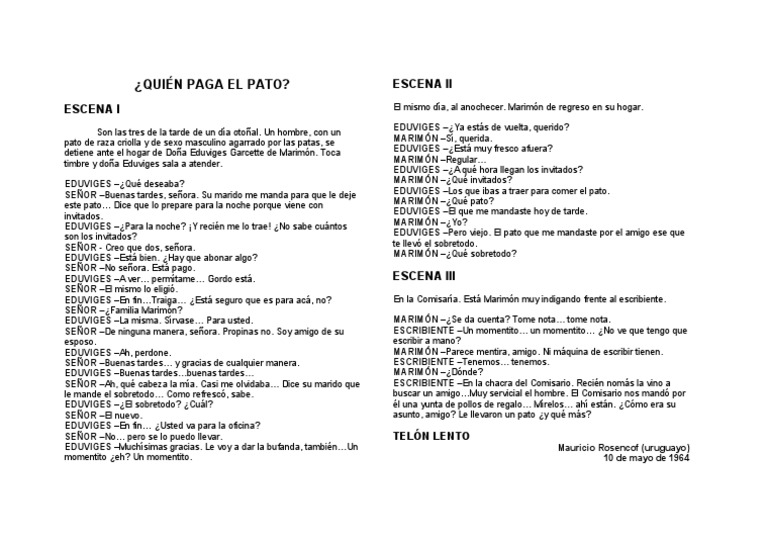 ¿Quién Paga El Pato? de Mauricio Rosencof (Uruguayo) | PDF | Ocio