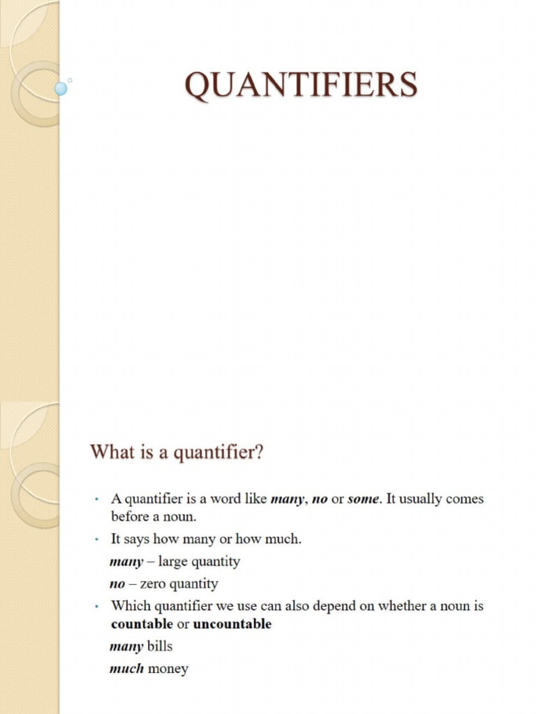 QUANTIFIERS | PDF