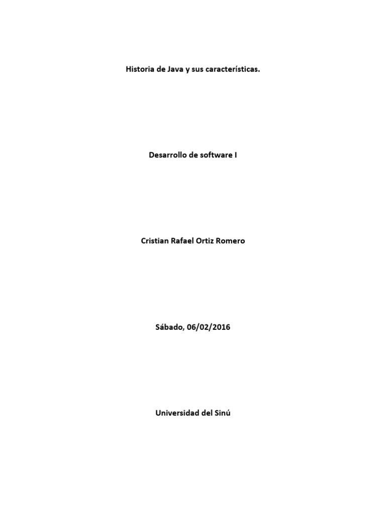 Historia de Java y Sus Caracteristicas | PDF | Java (lenguaje de ...
