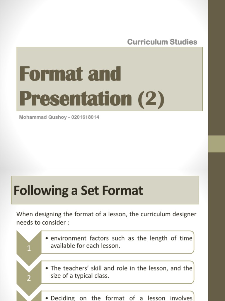 Format and Presentation - Curriculum | PDF | Goal | Curriculum