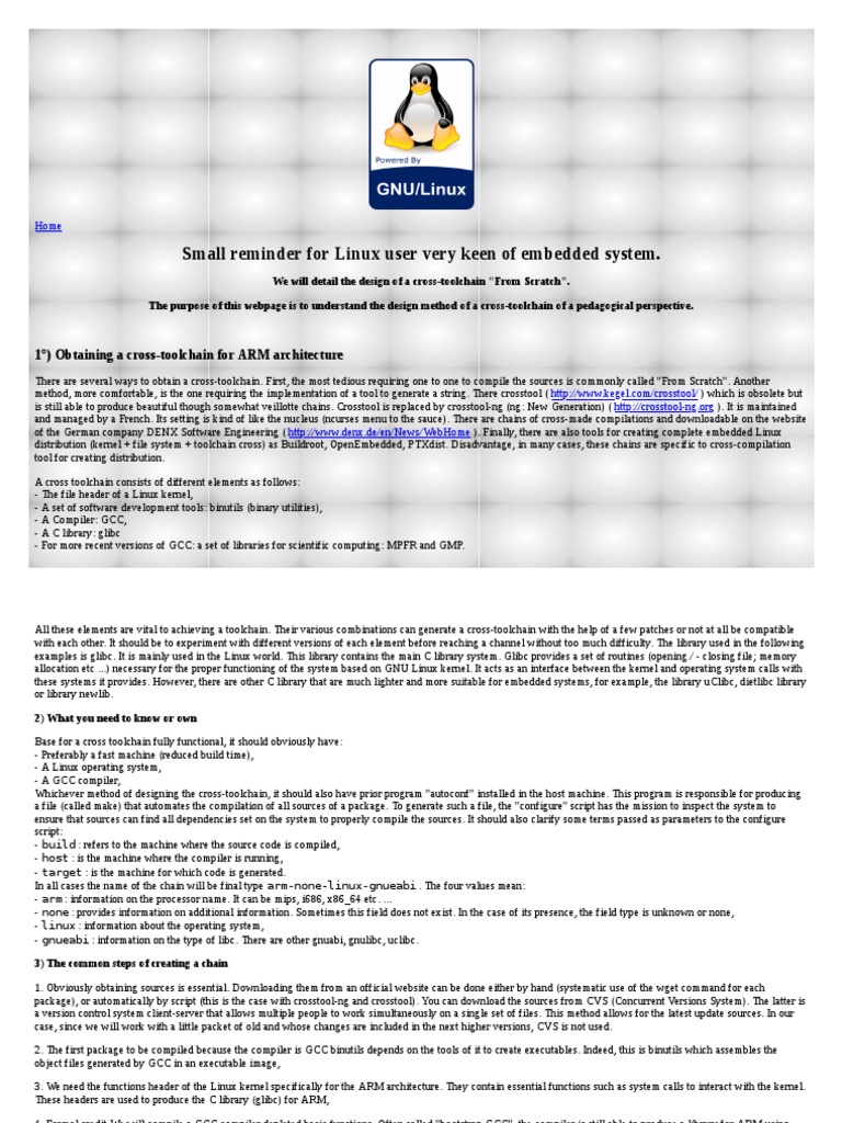 Cross Toolchain For Arm Pdf C Programming Language Library Computing