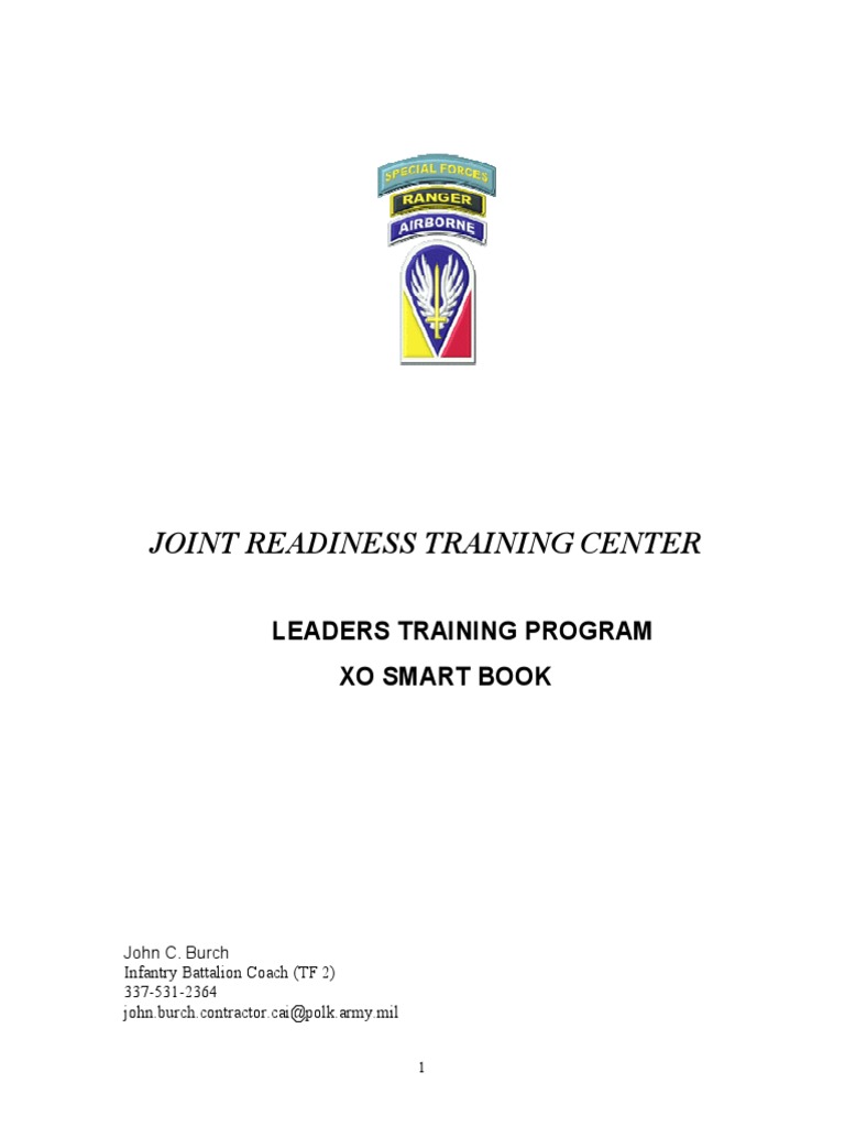 Joint Readiness Training Center: Leaders Training Program Xo Smart Book ...