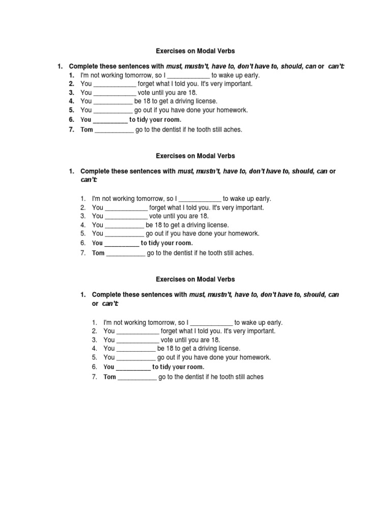 Modal Verb Practice for Learners | PDF | Self-Improvement