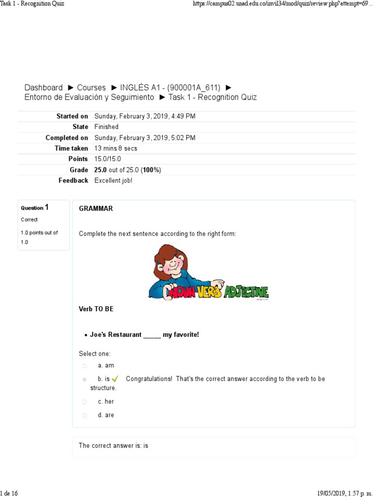 Task 1 Quiz Inglés A1 - (900001a - 611) | PDF