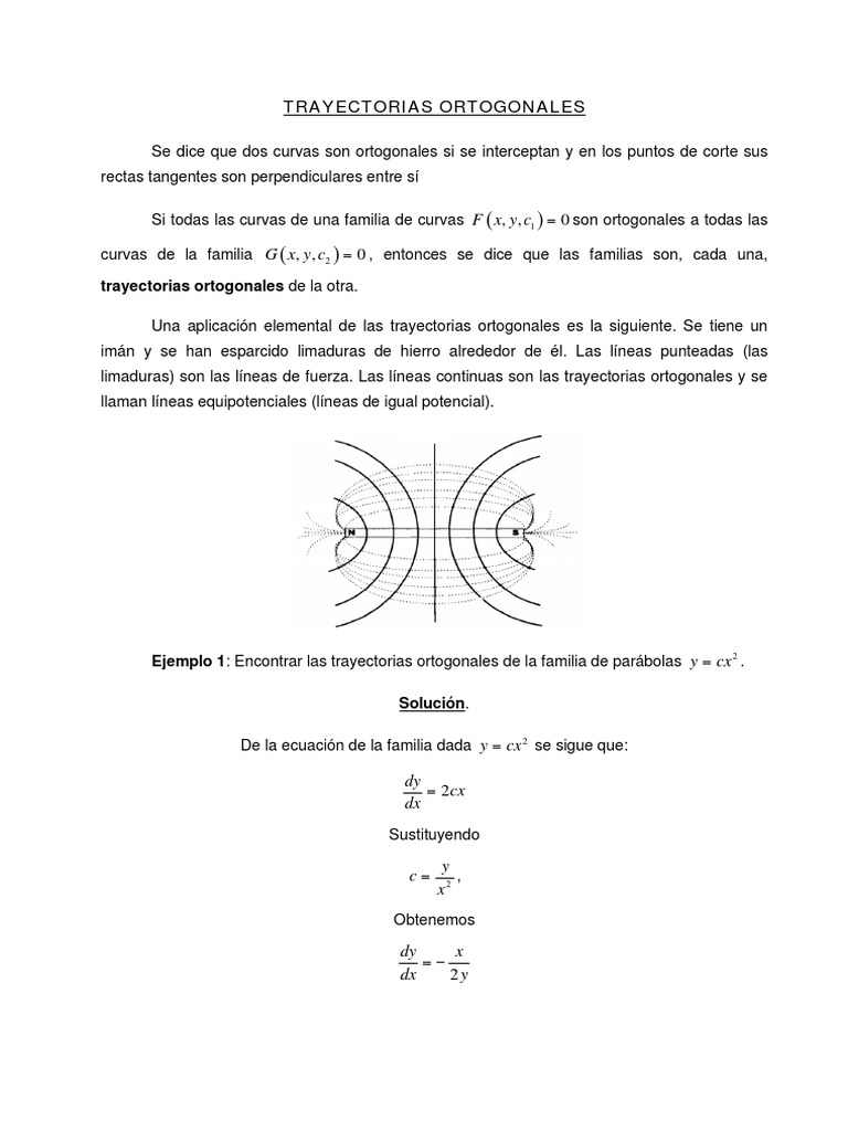 Trayectorias Ortogonales PDF | PDF | Curva | Ecuaciones