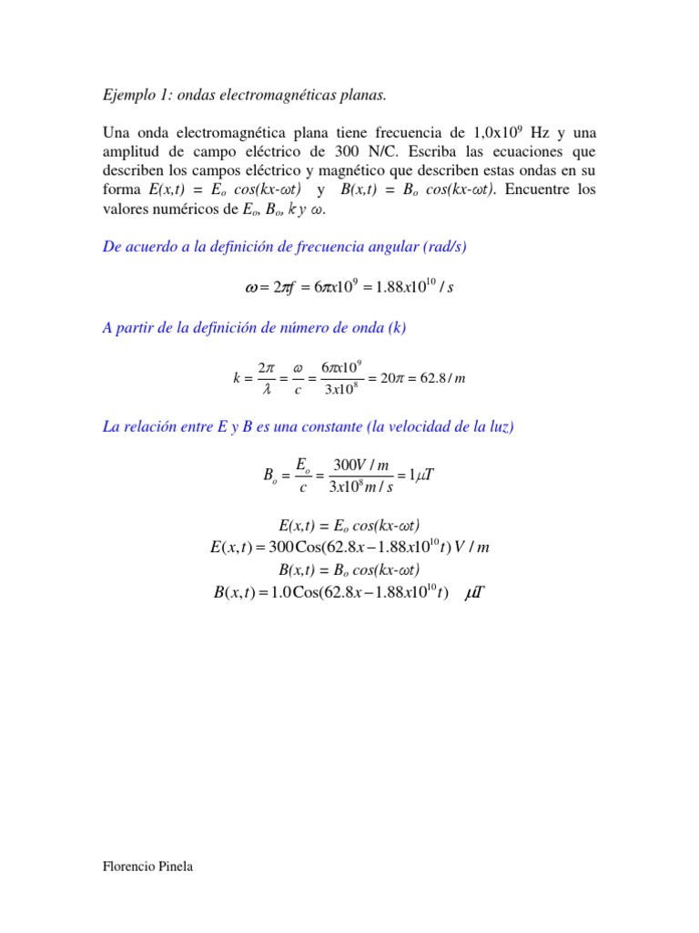EJERCICIOS RESUELTOS Ondas Electromagnéticas PDF | PDF | Olas ...