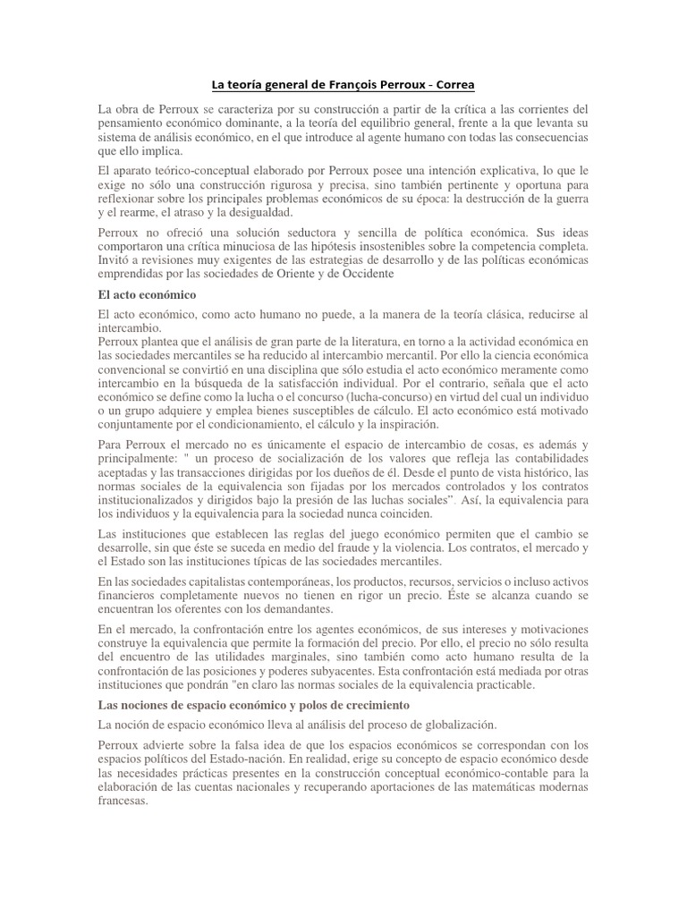 Teoría económica de François Perroux | PDF | Estado (política ...
