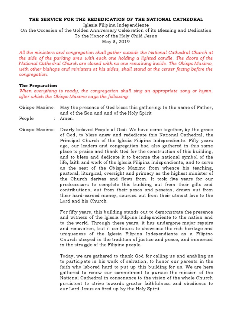 Rededication of The National Cathedral | PDF | Eucharist | Baptism