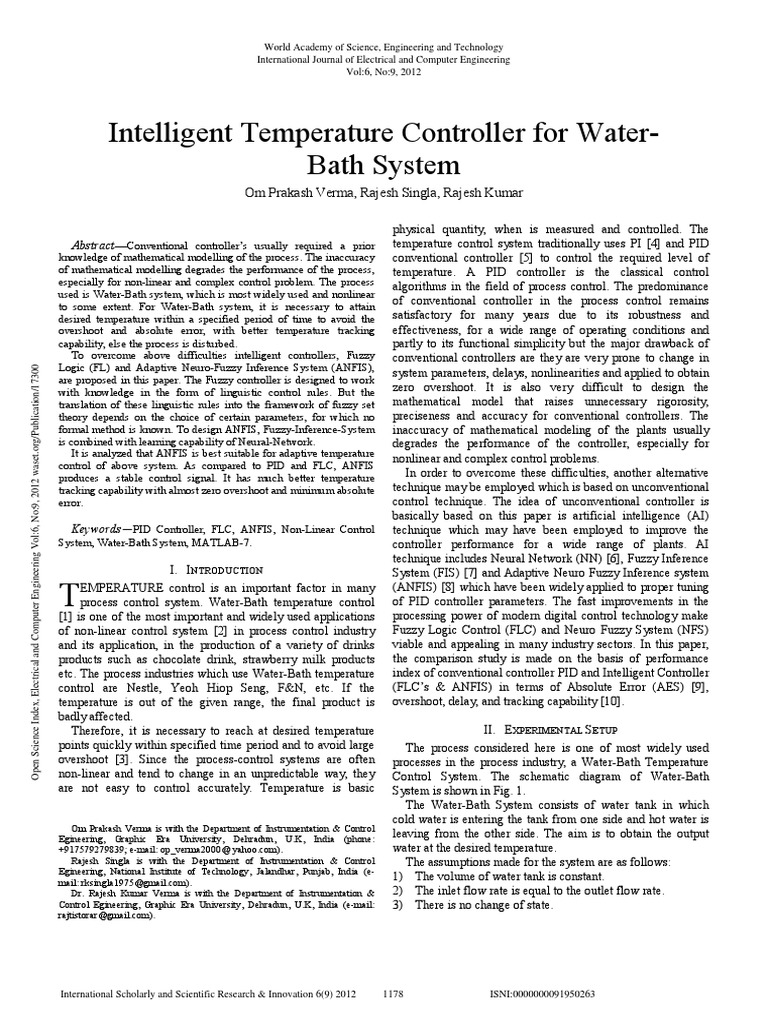 Intelligent Temperature Controller For Water Bath System | PDF ...