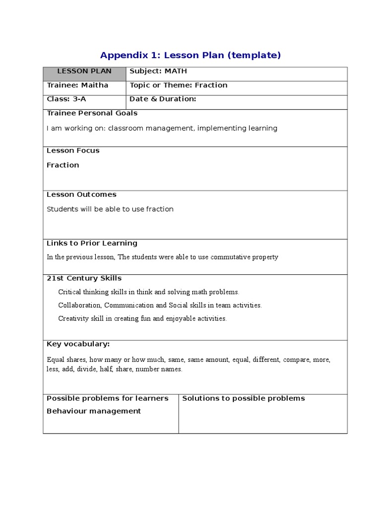 Fraction 3-1 Grade 3 | PDF | Teachers | Curriculum