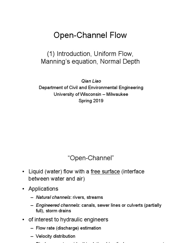 Analysis of Uniform Open-Channel Flow | PDF | Momentum | Fluid Mechanics