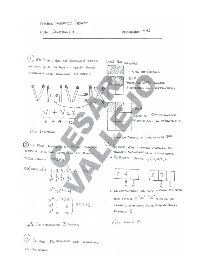 Solucionario Domiciliarias Del Boletin 01 de RM Semestral Cesar Vallejo | PDF